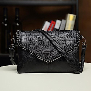 2019 Large Fashion Clutch Handbags Black Casual Woman Bag Bolsas Feminina Big Clutch Bag Cute Envelope Ladies Women Shoulder Bags Party Purse Handbag for Women Evening Leather Purse (Large Black)