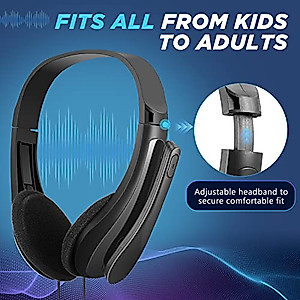 20 Pcs Classroom Headphone with Microphone Bulk On-ear Mic over Ear Headsets Kids Earphones Classroom Students Lightweight Children Class Headphones for School Office, Meetings, Chat, Black