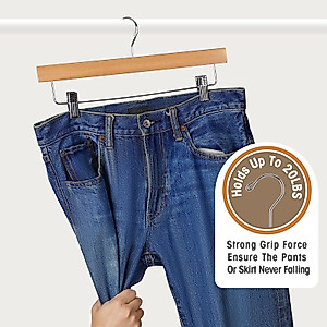 Ulimart Wooden Pants Hangers 12 Pack Pant Hangers with Clips,Skirt Hangers,Adjustable Heavy Duty Clip Hangers,Hangers for Pants,Jeans,Slacks,Shorts （ Natural）