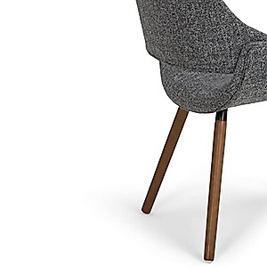 SIMPLIHOME Malden 18 Inch Mid Century Modern Bentwood Dining Chair in Grey Woven Fabric, For the Dining Room