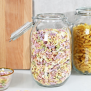 Ollieroo 106oz Glass Jars with Airtight Lid, Large Mason Jars, Wide Mouth Storage Containers for Flour, Cereal, Coffee, Pasta and Canning, Big Glass Kitchen Canisters (Set of 2)