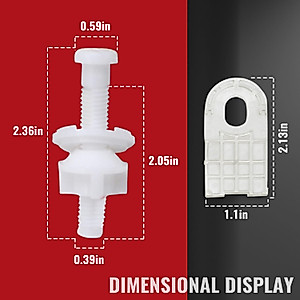 PuritySage Traditional Toilet Seat Bolts, Compatible with TOTO THU689 Toilets and Bidets,White Plastic Toilet Seats Replacement Parts,2-Pack