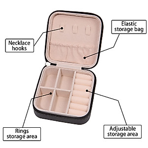 Shmiay.ML Jewelry Case, Small Travel Jewelry Organizer, Portable Jewelry Box Travel Mini Storage Portable Display Storage Box For Rings Earrings Necklaces Gifts Black