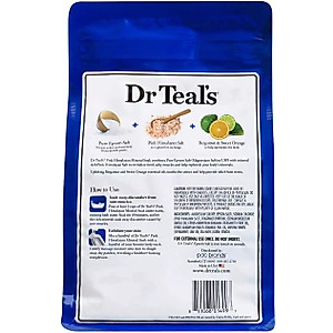Dr. Teals Pink Himalayan Pure Epsom Salt Soaking Solution (2 Bag, 6lbs Total) - Restore & Replenish with Bergamot & Sweet Orange Essential Oils - Relieves Daily Stress and Soothes The Mind & Senses