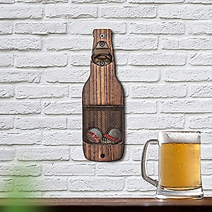 SODUKU Vintage Wooden Wall Mounted Bottle Opener with Cap Catcher for Beer Lovers