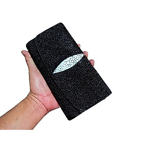 BangkokThailand VERY NICE FOR WOMEN GENUINE STINGRAY LEATHER CLUTCH WALLET SIZE = 5.0 INCHES X 8.0 INCHES
