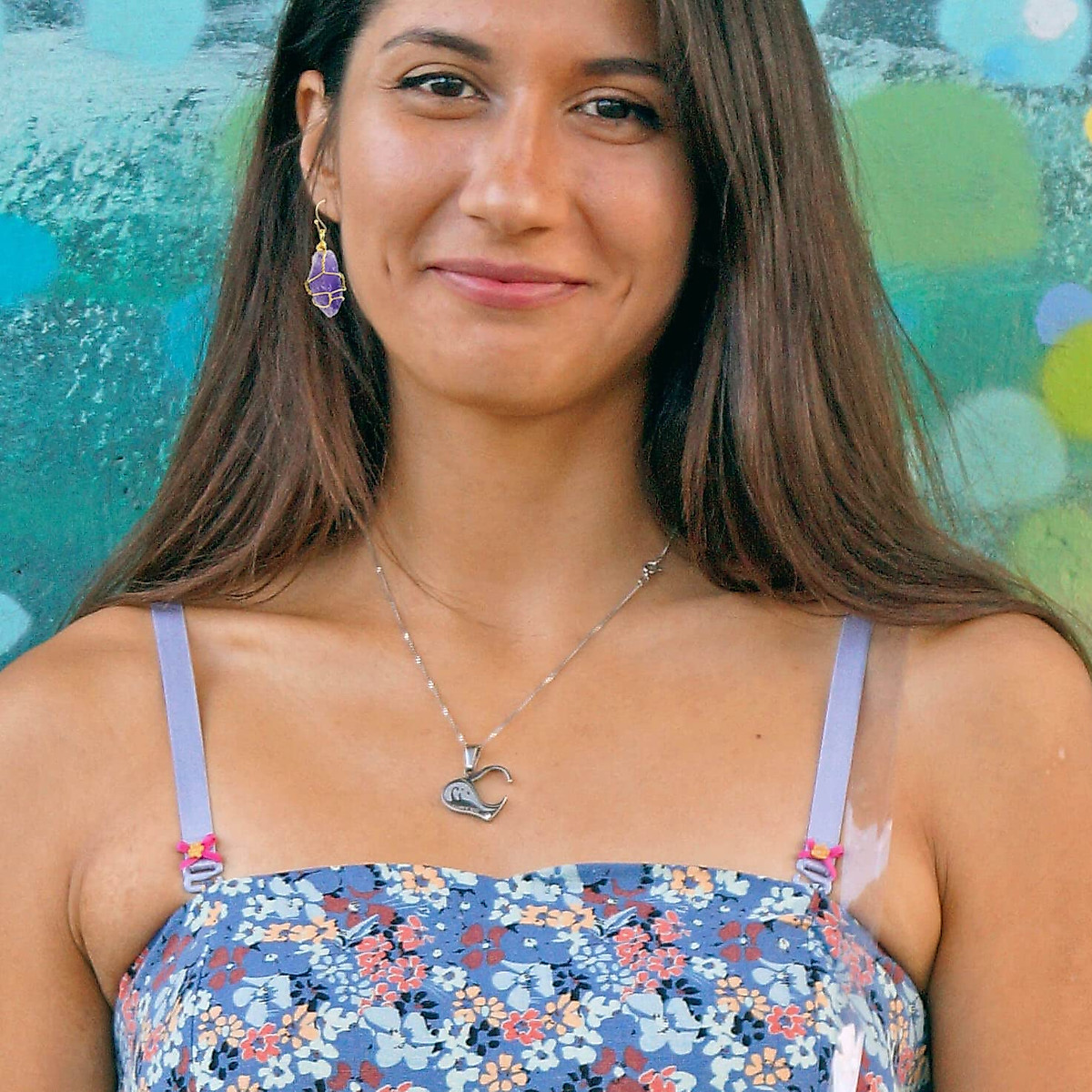 Generic Amethyst Earrings, Handmade Wire Wrap Crystal Natural Irregular Raw Healing for Women, Fish Hook Dangle Earrings Jewelry, Purple, gold, pendant size is about 0.47~0.83In