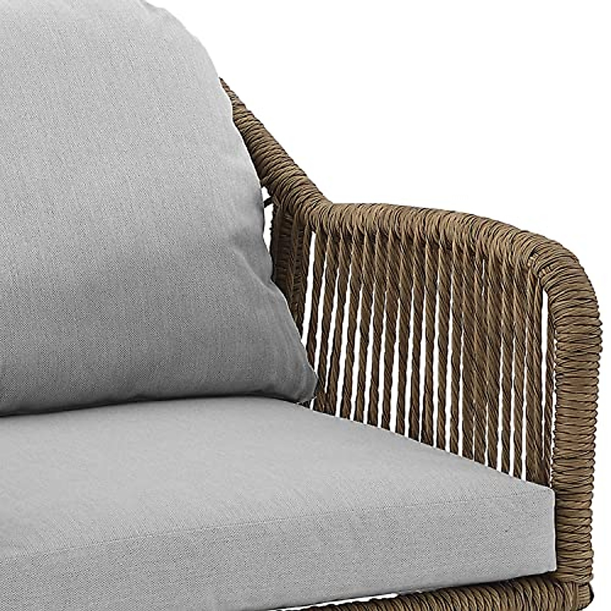 Crosley Furniture Haven 2-Piece Outdoor Chair Set, Wicker Patio Chairs for Conversation, Porch, Deck, Light Brown with Light Gray Cushions