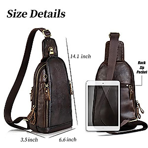 4YRBAGS Men's Sling Bag Backpack Casual Daypack for Men Leather Chest Bag Vintage Shoulder Bag (Coffee)