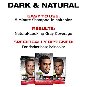 SoftSheen-Carson Dark & Natural Hair Color for Men 5 Minutes, Natural Looking Gray Coverage for Up To 6 Weeks, Shampoo-in Permanent Hair Dye, Jet Black, Ammonia Free, Natural Black