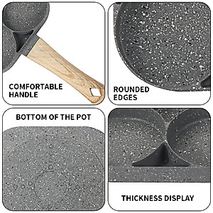 SI FANG 4-Cup Nonstick Egg Frying Pan Pancake Omelette Pan, Aluminium Alloy Fried Egg Pan With Wood Handle, 100% PFOA Free Egg Cooker Non Stick Egg Skillet for Egg Mcmuffin, Omelet, Burgers