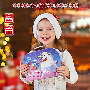 Dollox Kids Tea Party Playsets for Little Girls, Pretend Tin Teapot Set Princess Tea Time Toys Playset with Teapot, Cups, Plates and Carrying Case Birthday Gifts Ideas for Age 3 4 5 6 Years Old Girls