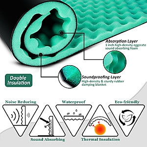 BXI Double Noise Blocker Sound Proof Foam, 39.4 X 13.4 X 1 Inch Egg Crate Foam Rubber Sound Deadening Material, Sound Dampening Acoustic Foam Panels for HVAC, Pipe, Machine, Window, Wall, Door