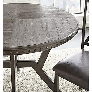 BOWERY HILL 45" Round Dining Table in Rustic Distressed Gray