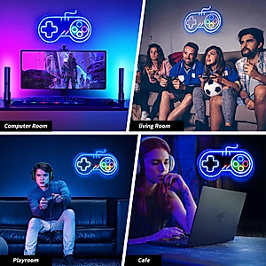 GOVZERY Cool Gamepad Neon Signs for Boys Room Decor 16.5''x10'' LED Neon Light Sign for Bedroom Wall Decor Gaming Decor for Boys Room Kids Game Room Teen Room Man cave (Blue-dimmable)