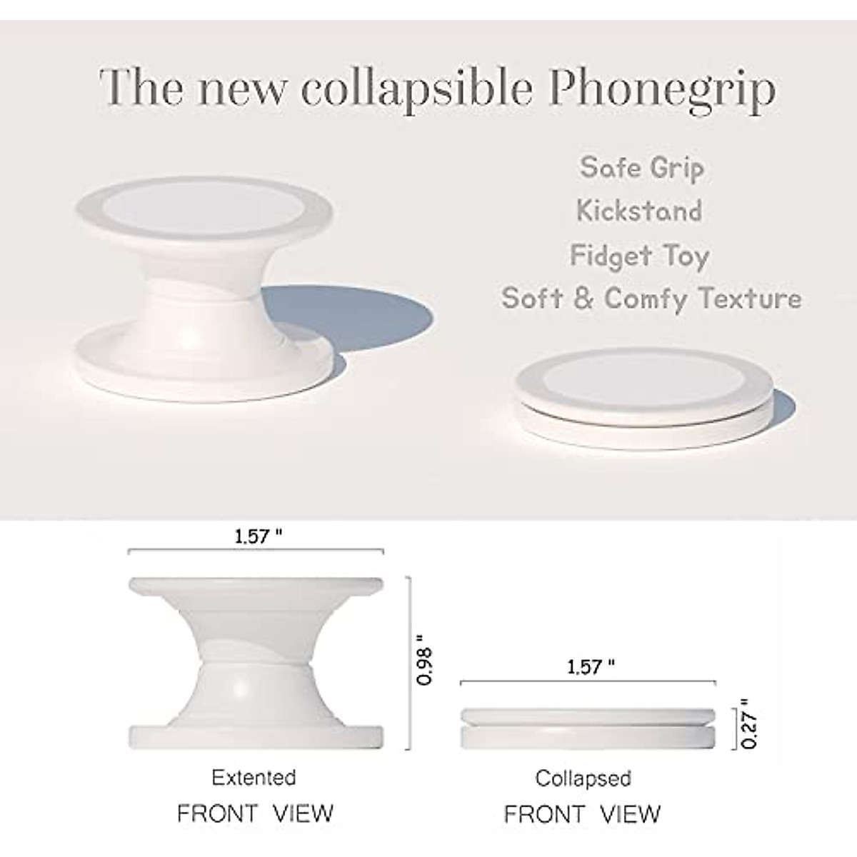 4 Pack - Foldable Finger Cell Phone Grip Stand, Cellphone Holder for Smartphone - Pink White Rose Gold Marble