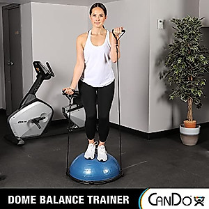 CanDo Dome Balance Trainer 55cm with Non-Skid Base for Balance Training, Strength Building, and Cardio Exercises for Home, Gyms, and Clinics, Includes Resistance Cords and Air Pump