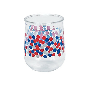 Fun Express Patriotic Red White and Blue Confetti Plastic Tumbler (set of 6)