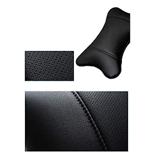 yuhuru Car Neck Pillows Both Side Pu Leather 2pieces Pack Headrest Fit for Most Cars Filled Fiber Universal Car Pillow (Black)