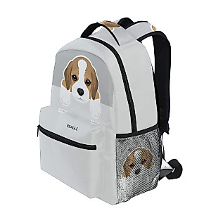 Dog pattern Backpacks for Girls Boys Kids Women Men Beagle School Book Bag Casual Travel Camping Daypack