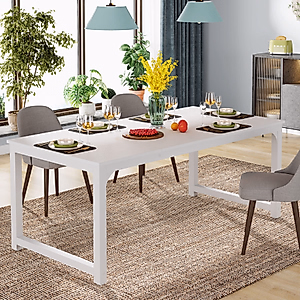 Tribesigns Modern Computer Desk, 63 x 31.5 inch Large Executive Office Desk Computer Table Study Writing Desk Workstation for Home Office, Spliced Desktop, White