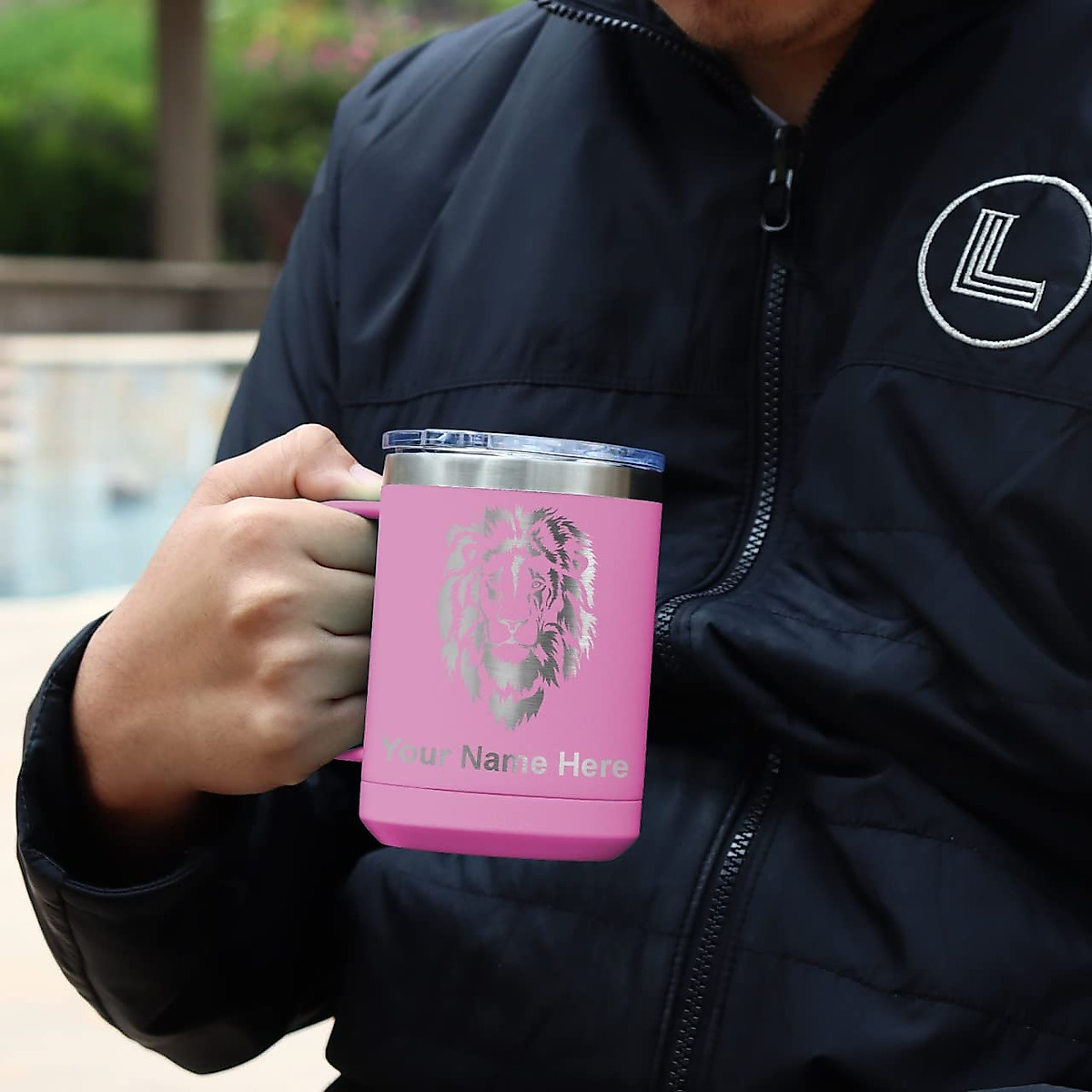 LaserGram 15oz Vacuum Insulated Coffee Mug, Bible Verse Philippians 4:13, Personalized Engraving Included (Light Purple)