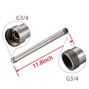 gotonovo G3/4 Shower Extension Tube Shower Extender Bar Longer Shower Pipe Add Shower Height Outdoor Polished Chrome 12 Inch