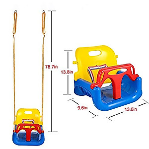 AIPINQI 3 in 1 Kids Swing Seat, Infant Toddler Children Secure Swing Seat Detachable Swing Seat High Back Swing Set for Playground Indoor Outdoor, Blue