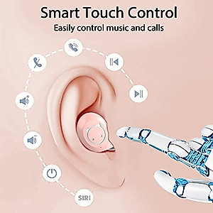 Togetface Kids Girl Wireless Earbuds Bluetooth Adult Touch Headphones, 32 Hours of Playback time, Stereo, Music/Game Mode, Noise Reduction Pink