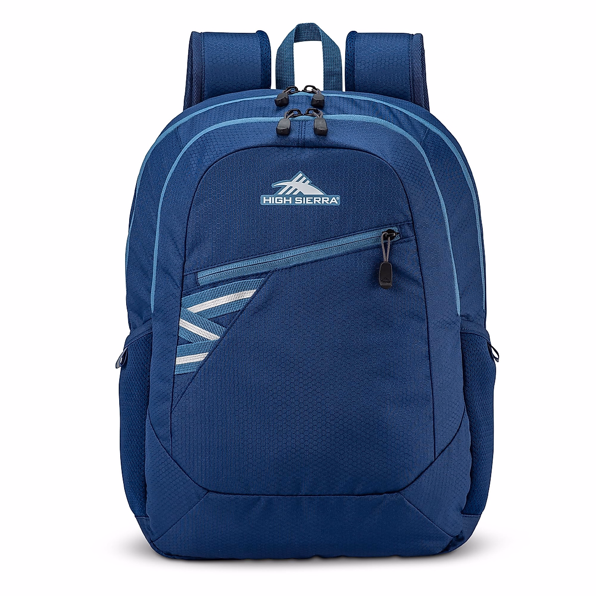 High Sierra Outburst 2.0 Carry-On Daypack Book Bag with Padded Laptop Tablet Sleeve, 360 Degree Reflectivity, Fits Most 15.6" Laptops, 28L, Graphite Blue/True Navy