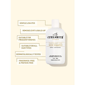 CURLSMITH - Shine Shampoo, Gentle, Sensitive, Fragrance Free Cleanser for All Curl and Hair Types, Vegan (12 fl oz)