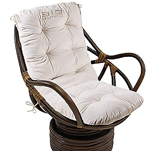 Big Hippo Solid Twill Swivel Rocker Chair Cushion Comfy Rocking Chair Cushion,Soft Thicken Rocking Chair Cushion with Ties for Outdoor Indoor Home Office,Beige 48" x 18"