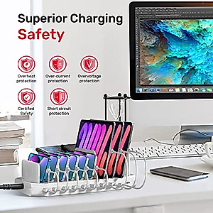 Unitek USB C Charging Station, 120W 10 Port Type C Charging Organizer for Multiple Devices, iPhone, Smartphones, Tablets, Supports 10 iPads Charging Simultaneously- [UL Certified]