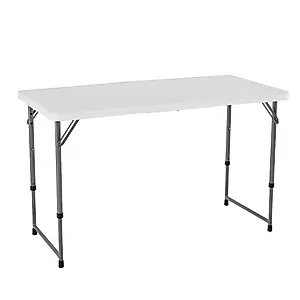 Lifetime Height Adjustable Craft Camping and Utility Folding Table, 4 Foot, 4'/48 x 24, White Granite