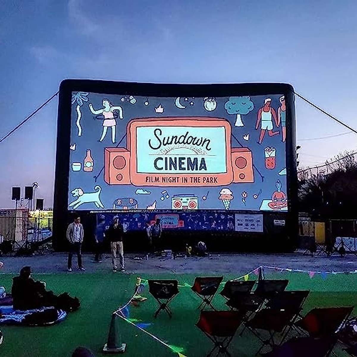CZGBRO Inflatable Projector Screen - Outdoor Movie Screen Blow Up for Movie Parties Backyard Outside with Air Blower and Carry Bag, Front and Rear Projection (28FT with Blower)