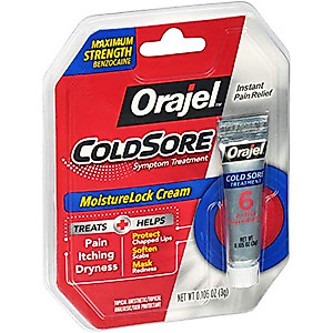 Orajel Moisturelock Cold Sore Symptom Treatment, Cream 0.105 oz (Packaging May Vary)