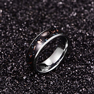 NUNCAD Unisex Tunsten Rings Inlaid with Copper Scraps Wedding Band Comfort Fit Size 10