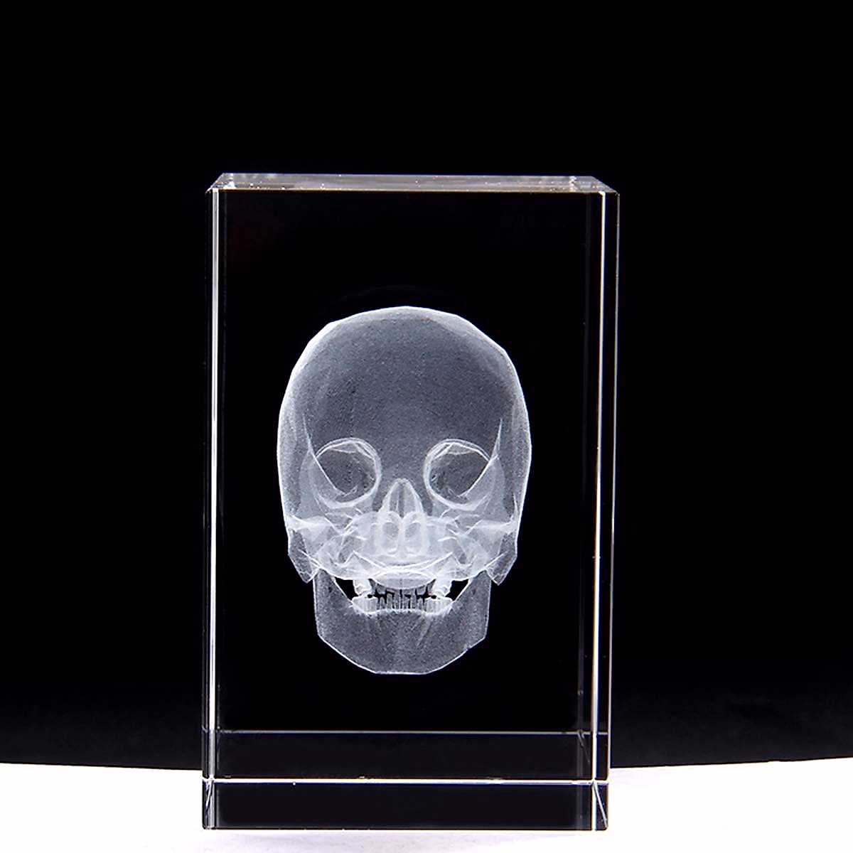 3D Human Skull Anatomical Anatomy Model Paperweight(Laser Etched) in Crystal Glass Cube Science Gift (No Included LED Base)(3.1x2x2 inch)