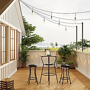 Hoctieon Round Bar Table with 2 Stools, Bar Table and Chairs Set, 2-Tier Pub Table and Chairs Set of 2, Bistro Table and Chairs Set of 2 for Small Space, Living Room, Easy Assembly, Rustic Brown