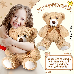Zhanmai 18 Pcs 14 Inch Bears Stuffed Animal 2024 Graduation Gifts Bulk Plush Bear Toys for Birthday Baby Shower Party Favor(Light Brown)