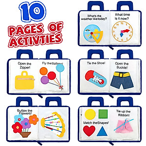 Busy Board Quiet Book for Toddlers Busy Book Toddler Activities, Montessori Toys for 1 2 3 4 Year Old Boys Girls, Educational Toys Learning Toys Fine Motor Travel Toy Cloth Book for 1-6 Years