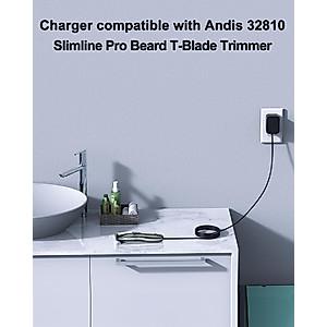 VHBW 5V Charger for Andis Slimline Pro Lithium ion T-Blade Trimmer 32810 33785 32400 32475 32490 32680 32690 32445 32485 Replacement 4.9V Andis Trimmer Power Cord