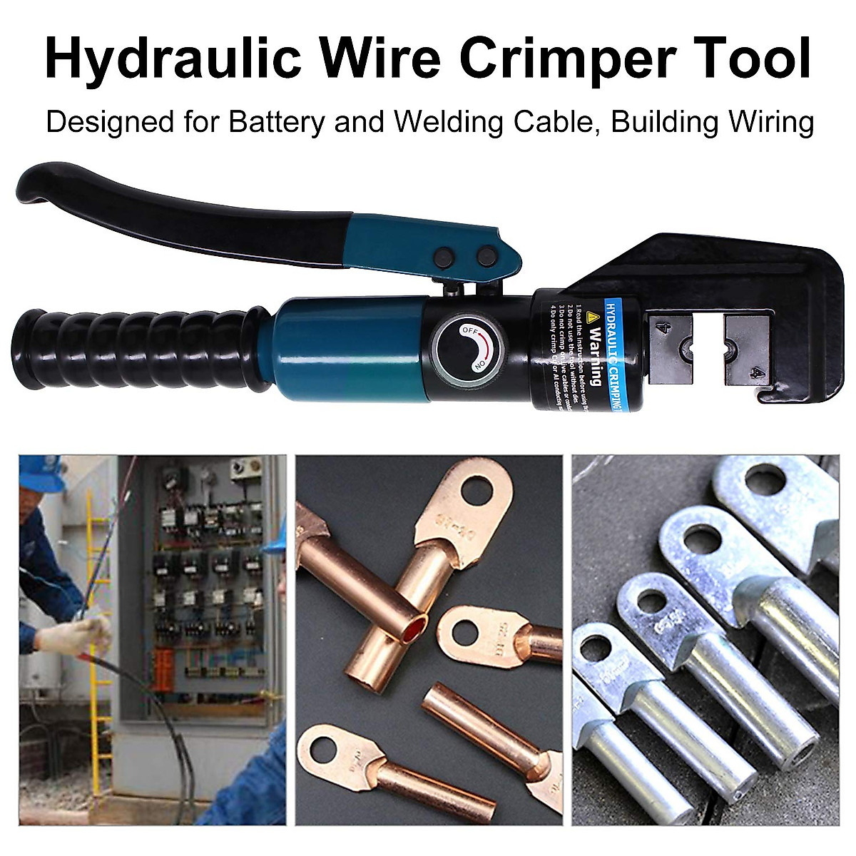 BLIKA 10 Ton Hydraulic Crimping Tool and Cable Cutter, Hydraulic Wire Battery Cable Lug Terminal Crimper Crimping Tool with 11 Dies, Wire Swaging Tool for 1/8" to 3/16" Cable Railing Hardware