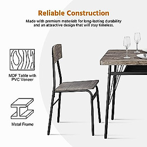 Yaheetech Dining Table Set for 6 Kitchen Table Set with Chairs and Bench 6 Piece Dining Set with 2 Storage Racks, Protective Foot Pads for Dining Room, Kitchen and Apartment, Drift Brown