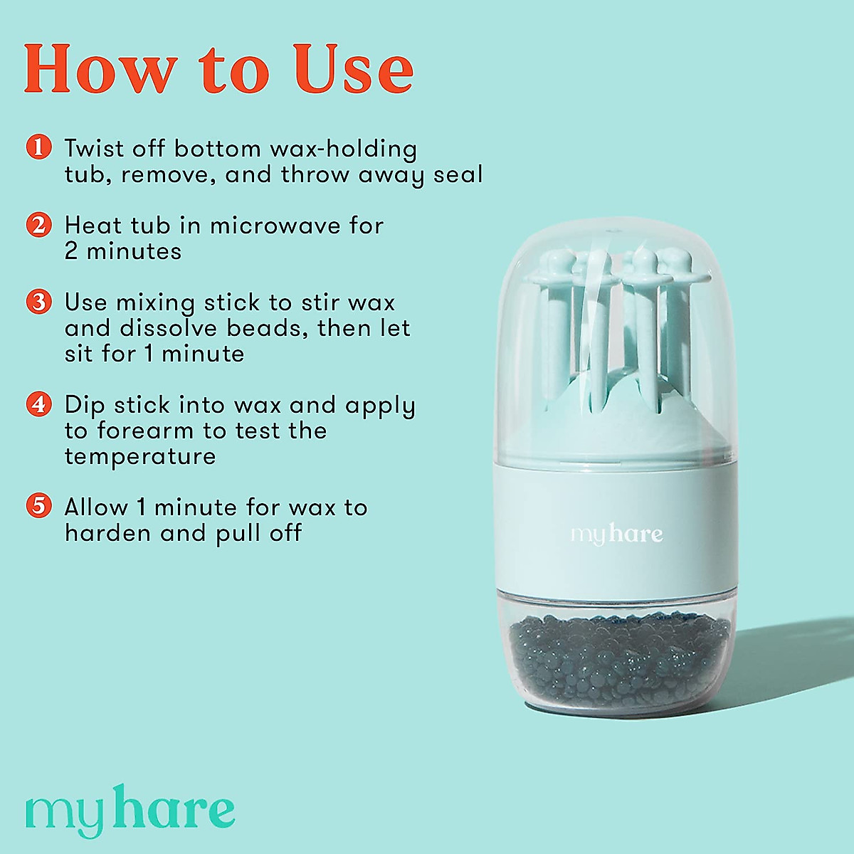 myHare Face It Waxing Kit At Home Wax Warmer Kit for Women, Eyebrows, Upper Lip, Ears & Nose, Professional-Grade Wax Beads and 8 Dynamic Applicators, Green