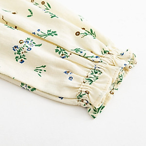 Curipeer Baby Girls Long Sleeve FLoral Dress Flower Printed Toddler Ruffle Dress for Autumn and Spring Beige 6T