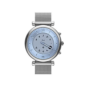 Fossil Carlie Gen 6 Hybrid 38mm Stainless Steel Mesh Smart Watch,Fitness Tracker Color: Silver (Model: FTW7076)