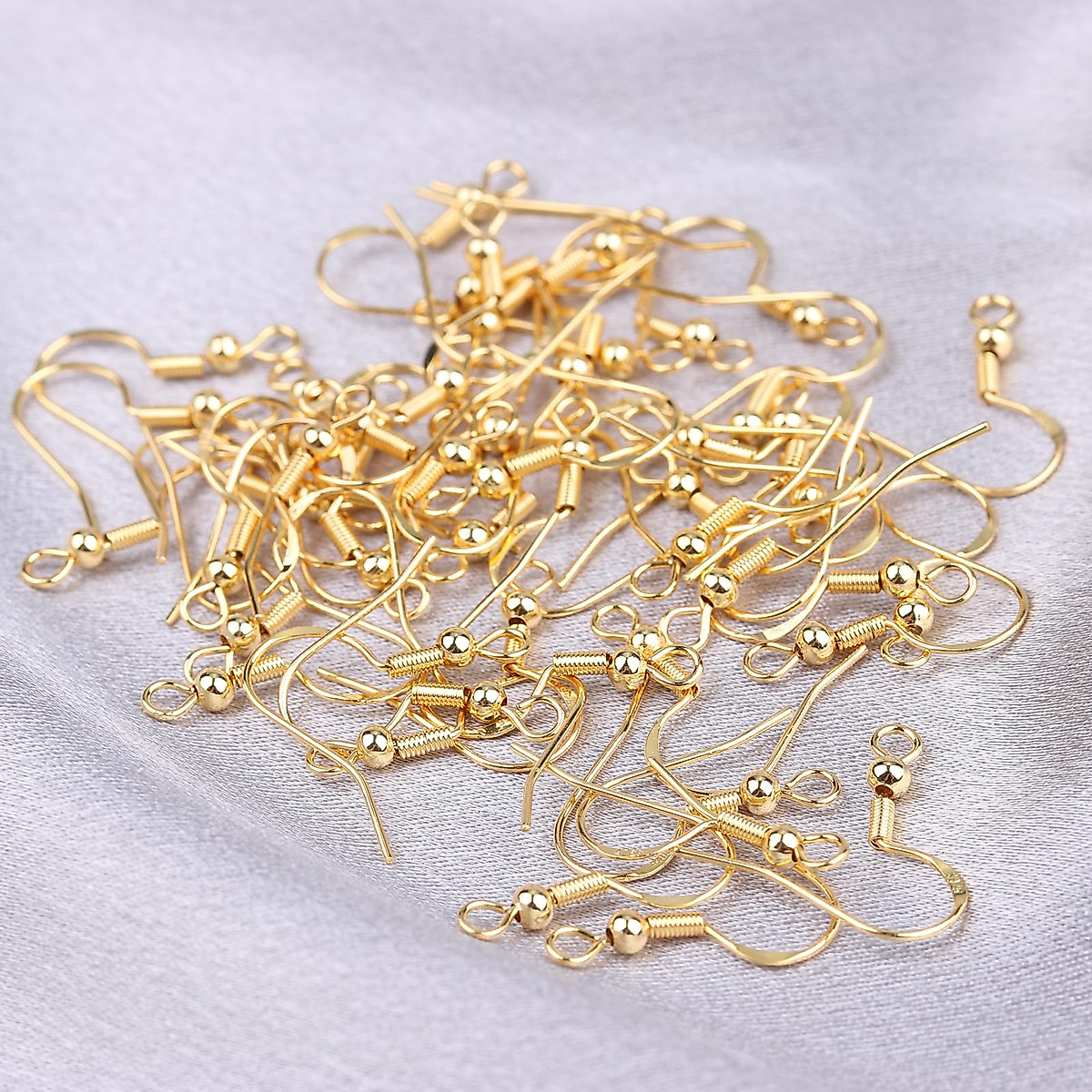 14K Gold Earring Hooks 50 PCS - Earring Hooks for Jewelry Making - Hypoallergenic Earring Hooks, Ear Wires Fish Hooks, Earring Findings, Earring Hardware, Earring Making Supplies for DIY Earrings