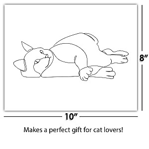 Cats Wall Art - Set of 4-8”x10” Unframed Minimalist Black & White Decor Prints - Makes a Great Gift Under $20 for Cat Lovers