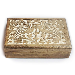 Wooden Cutlery Holder Caddy Organizer Angel Wings for Silverware Stationary Phone Keys White Rustic